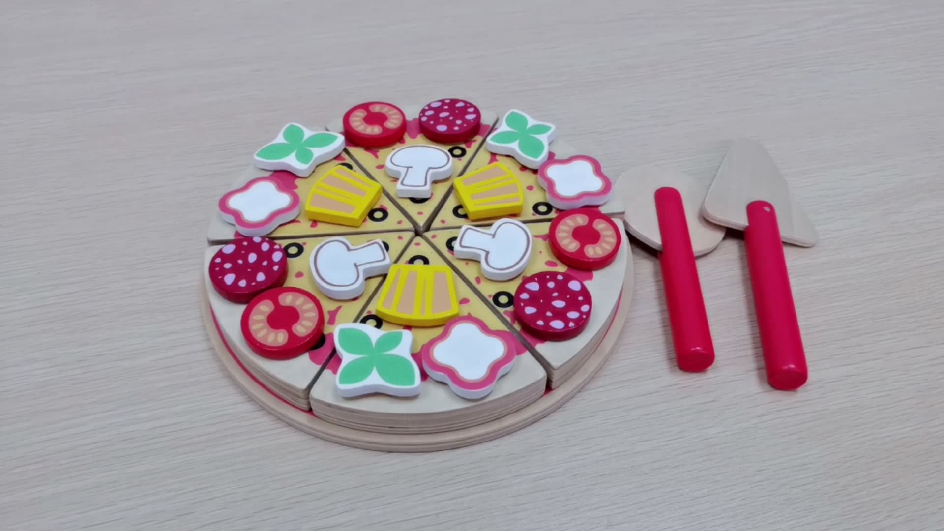 Children Educational Cooking Cutting Pizza Kids Wooden Kitchen Set Toy ...