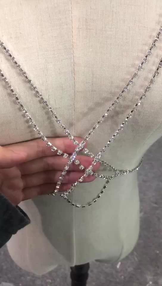 Bohemian Beach Sexy Shining Rhinestone Body Chain Women Chest Chain Bra ...