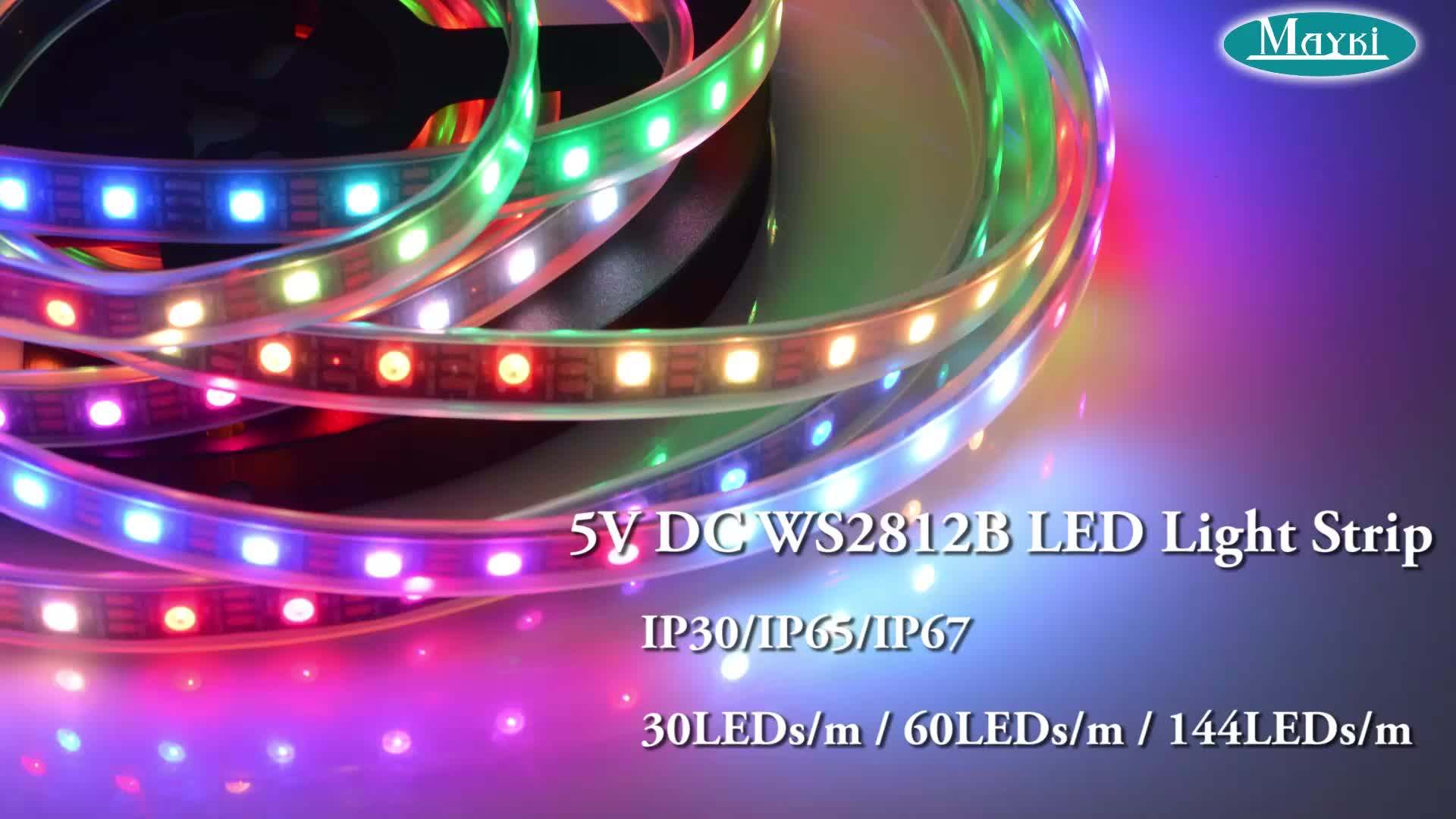 Mayki Ip65 Waterproof Rgb Led Strip Light With Ws2812b Ic 5v Dc For ...
