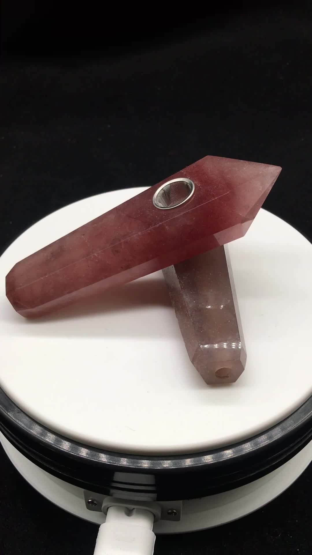 Sales Natural Strawberry Crystal Quartz Tobacco Pipe Smoking Crystal ...