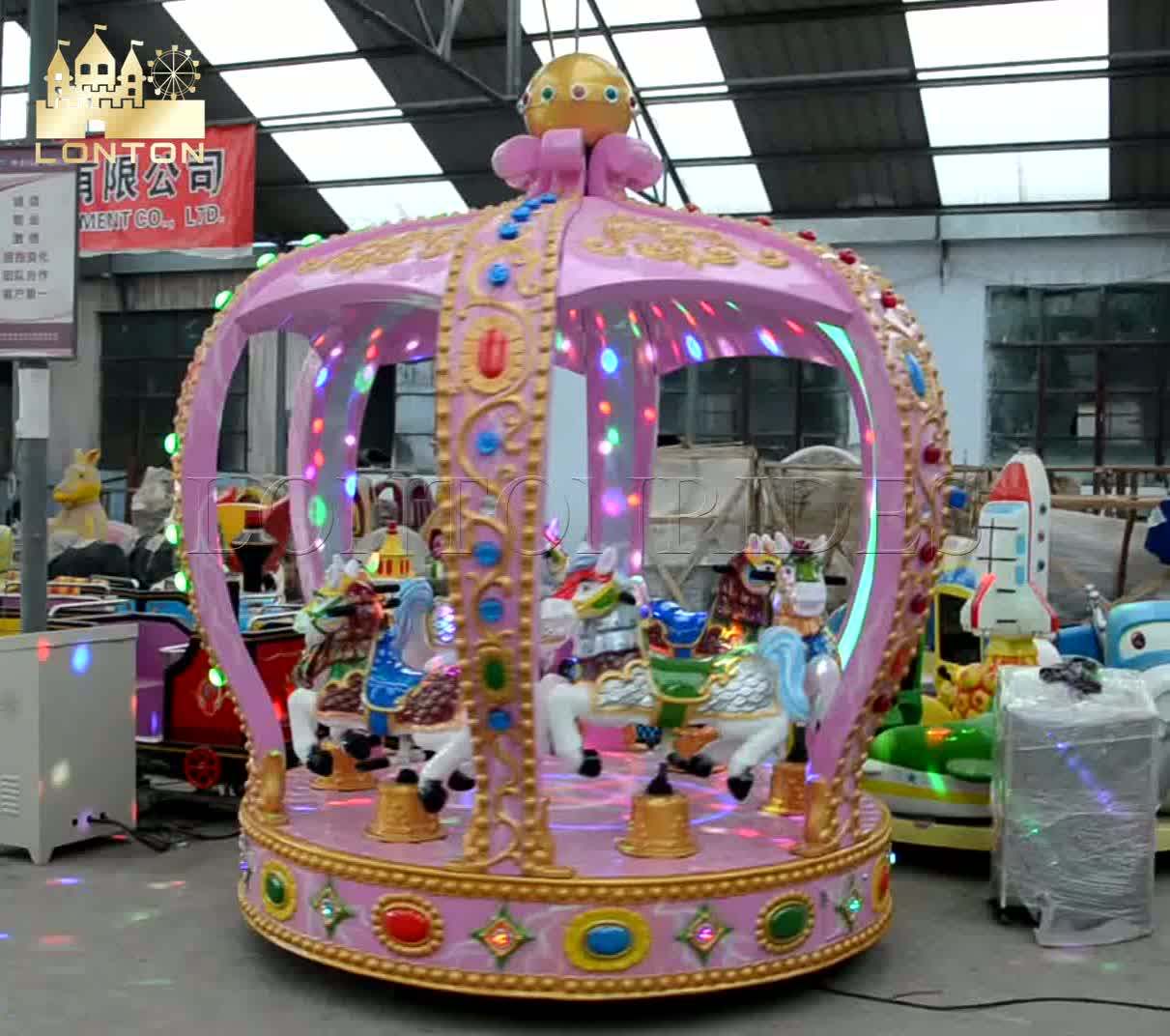 Amusement Kids Mini Fairground Rides Small Carousel Horse Carousel For ...