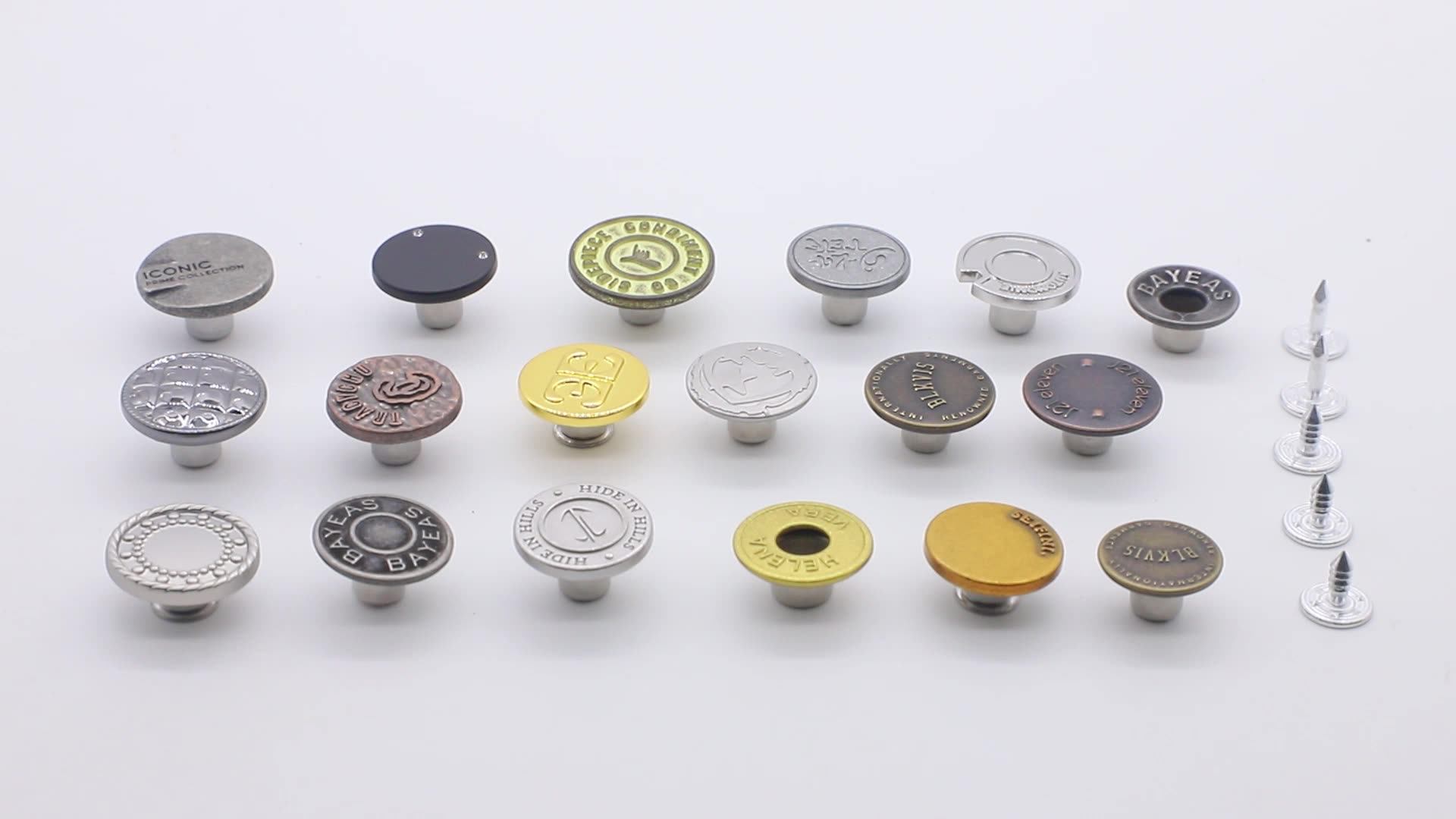 Washable Custom Jeans Rivet Engraved Logo Brass Buttons Stainless Steel ...