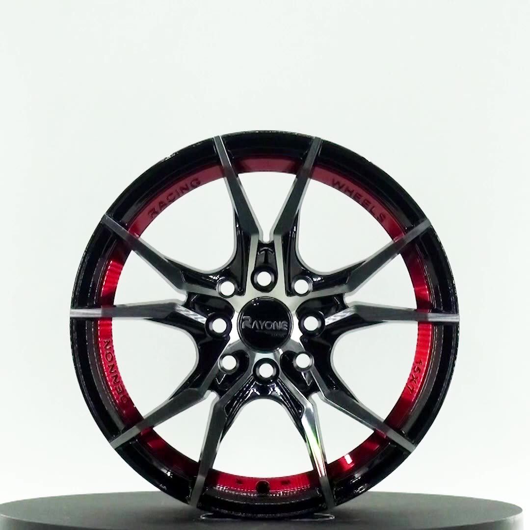 Black And Red Alloy Wheels 15 Inch Light Weight 4x100 Aluminum Alloy ...