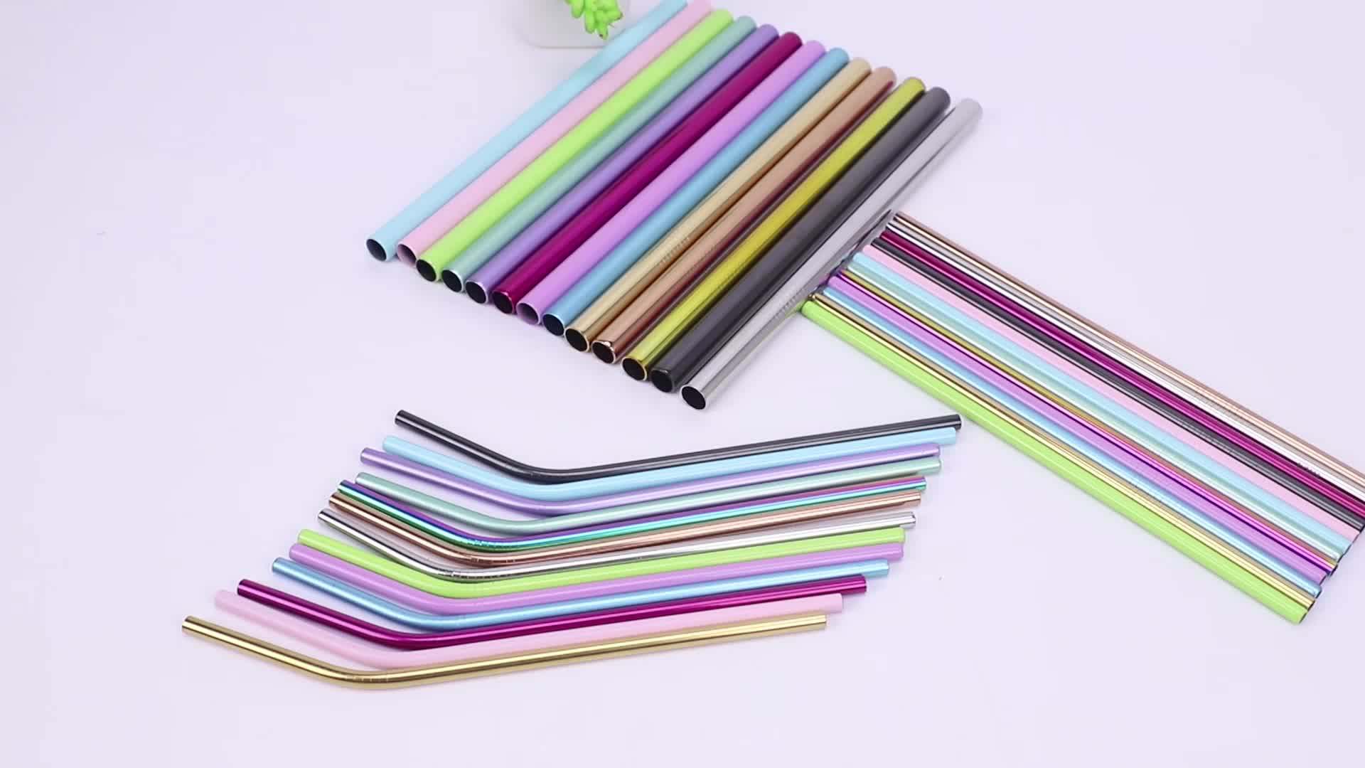 Oblique Shape Sharp Tip Bubble Tea Stainless Steel Straw Reusable Metal ...