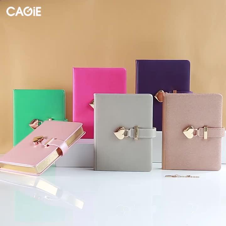 Custom Logo Personalized Cute Girls Leather Notebook Heart-shaped Lock ...