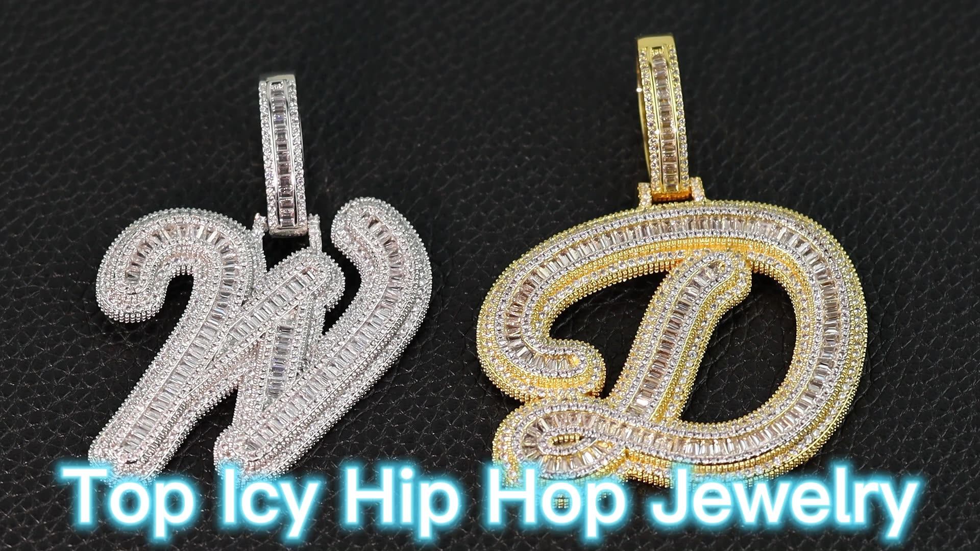 Top Icy Initials Single Cursive Letter Pendant Necklace Gold Color ...