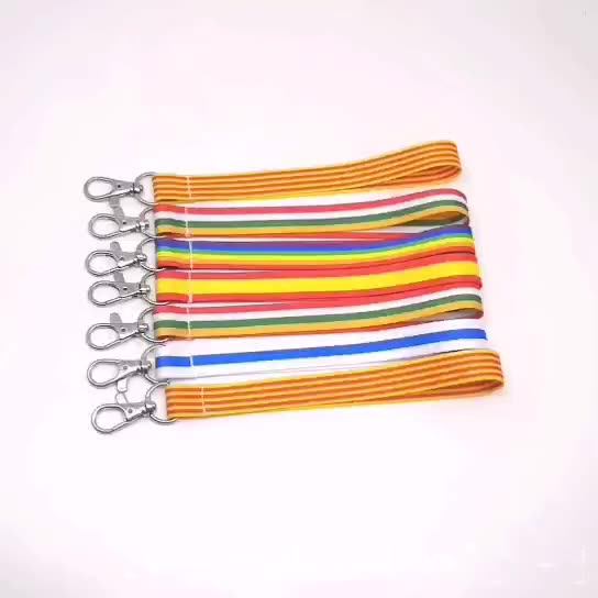 Polyester Carabiner Lanyard Key Chain Lanyard Short With Metal Buckle ...