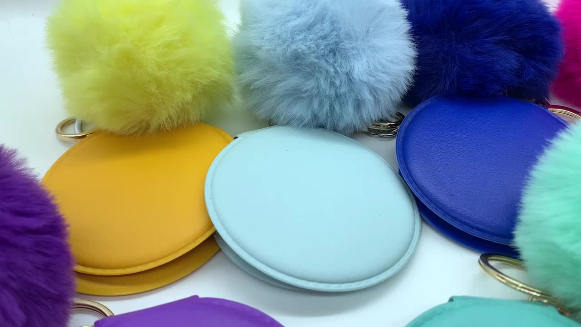 Wholesale Cute Pu Leather Double-sided Round Mirror Mini Folding Pocket ...