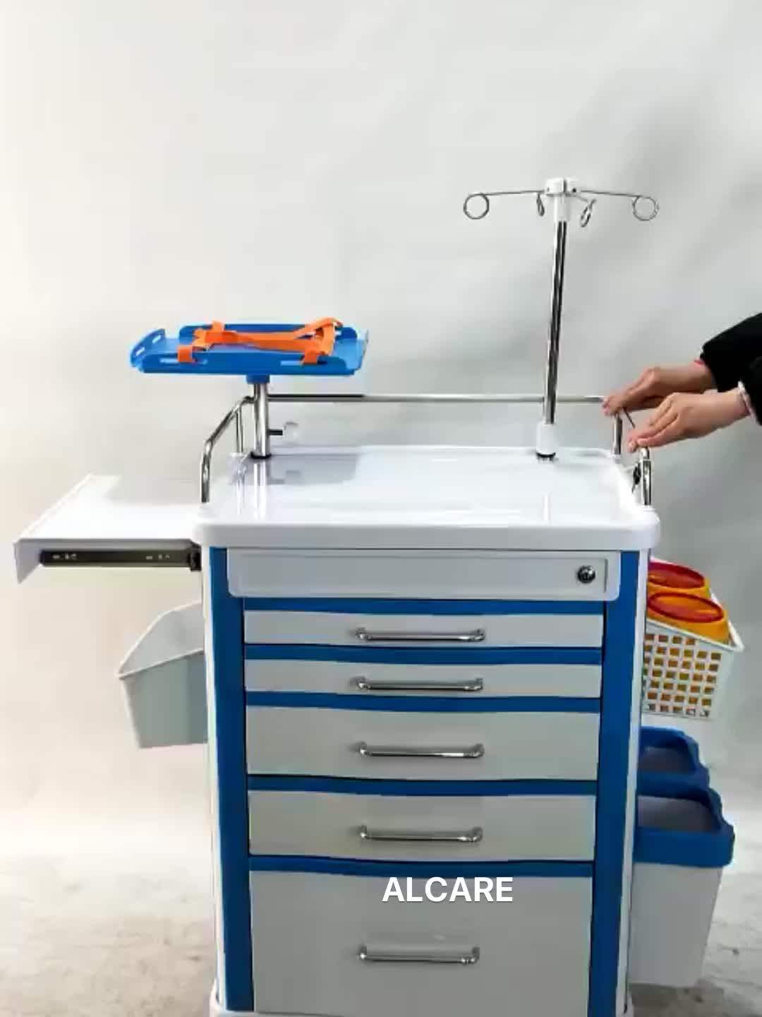 Abs Plastic Nursing Trolley Medical Cart Cpr Resuscitation Crash Cart ...