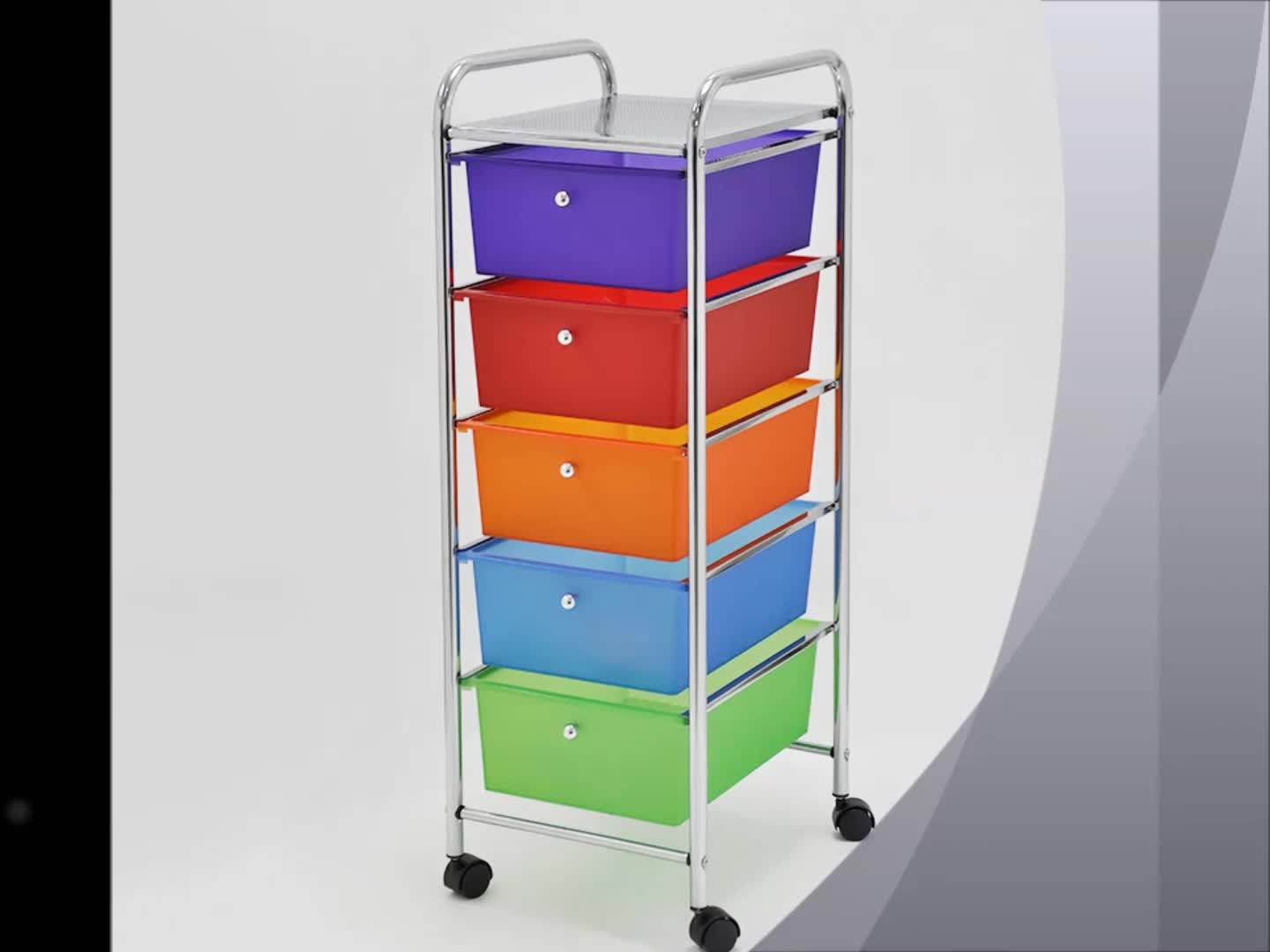 Fancy Rainbow Color 5 Tier Drawer Trolley With Board - Buy 5 Tier ...