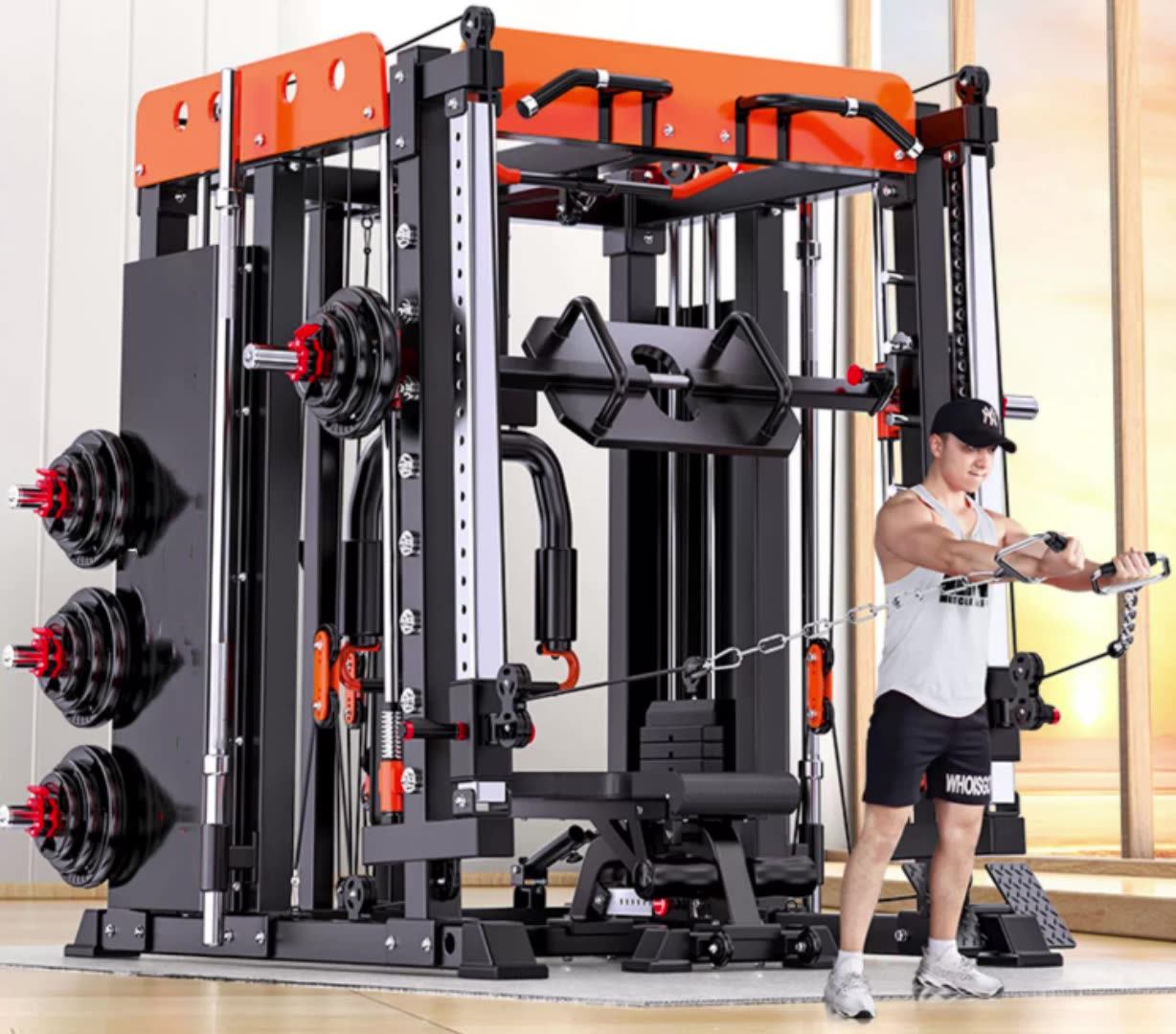 Gantry Fitness Equipment Household Smith Machine Multi-functional ...