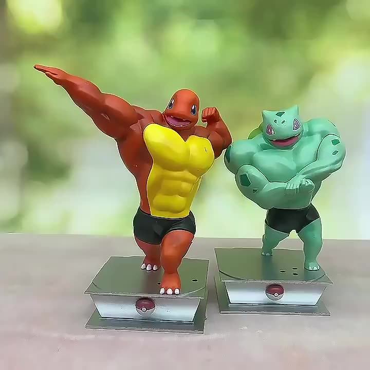 Fitness Muscle Pikachu Charmander Squirtle Pokemons Anime Action Figure ...