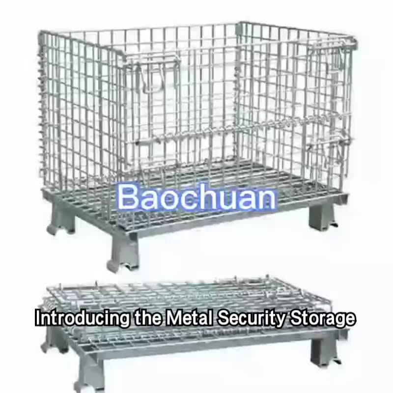 Heavy Duty Steel Mesh Pallet Storage Basket Folding Metal Turnover Box ...