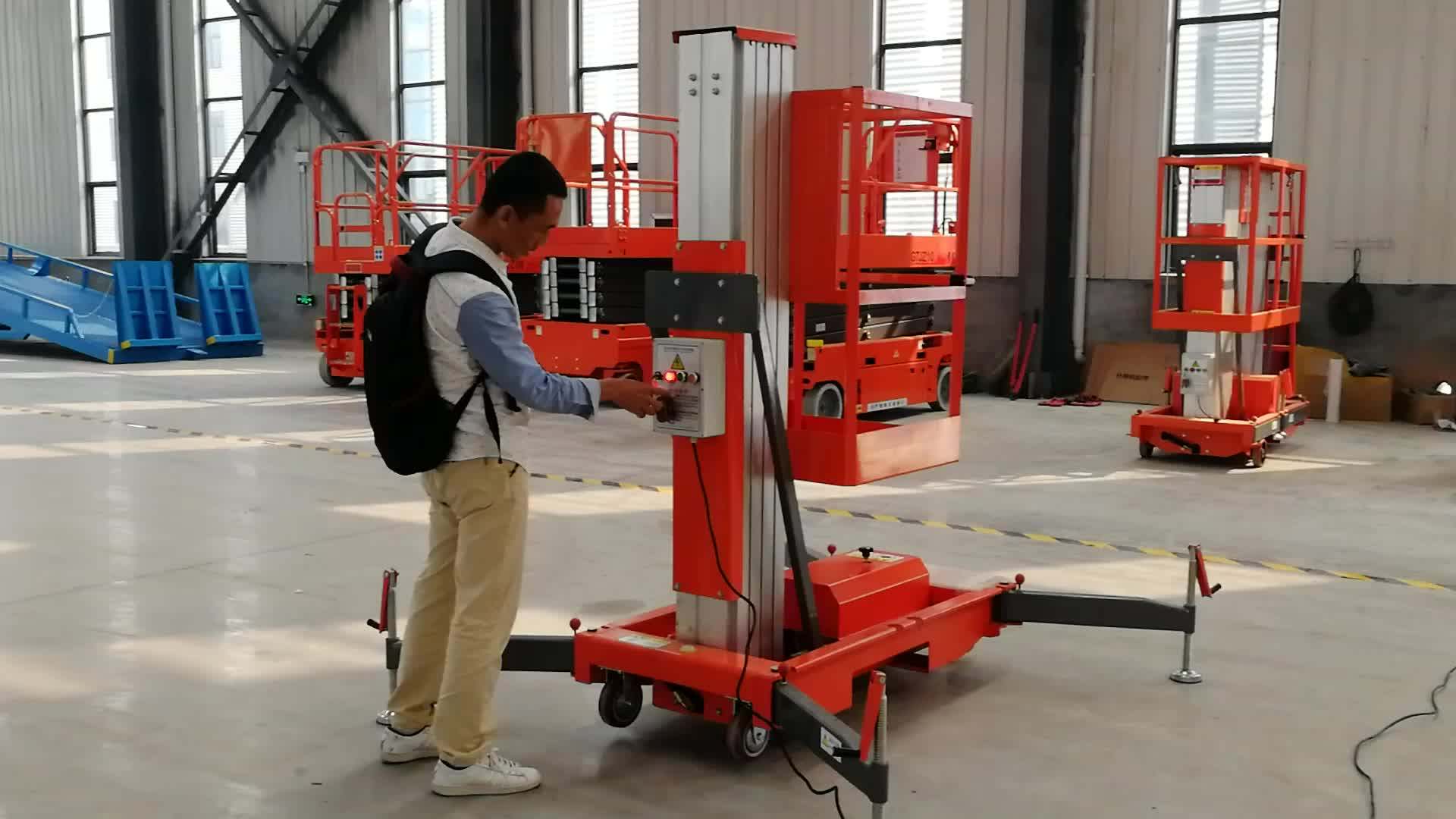 8m Aluminium Single Person Hydraulic Lifts / Vertical Electric Man Lift ...