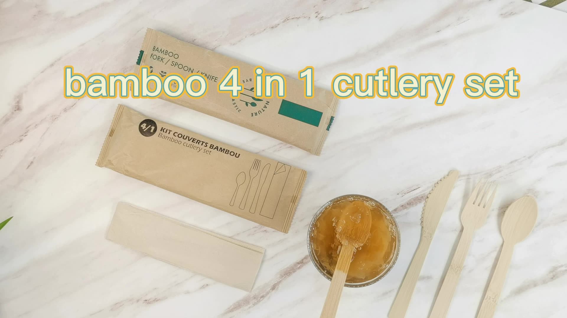Biodegradable Bamboo Disposable Eco Cutlery Spoon Fork Knife Set ...