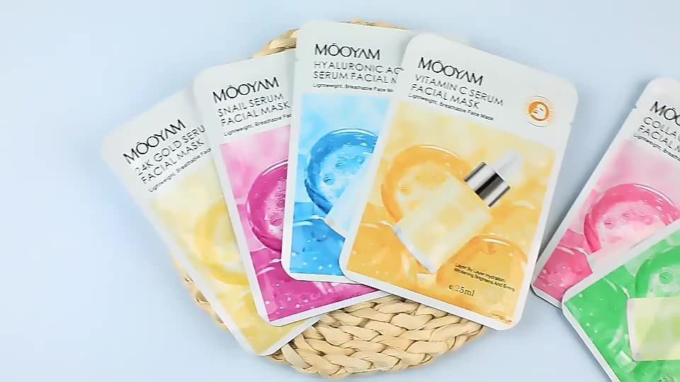 6 Types Serum Facial Mask Sheet Skin Care 24k Gold Snail Anti Aging ...