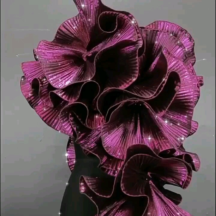 Metallic Luster Wavy Large Lace Pleated Ruffle Organza Transparent ...