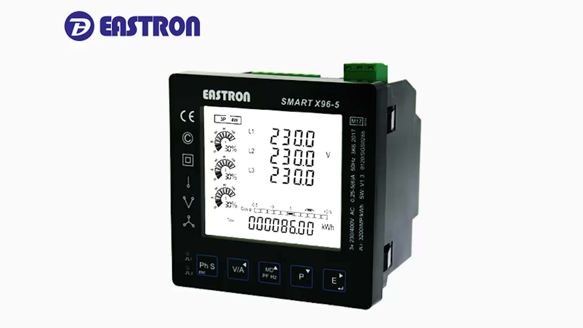 Smart X96-5 Three Phase Multi Function Digital Power Meter Analyzer ...