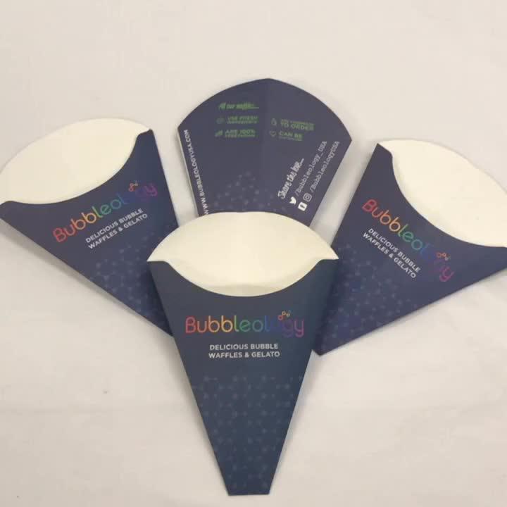 Logo Printed Custom Bubble Waffle Crepes Box Paper Holder Cone ...