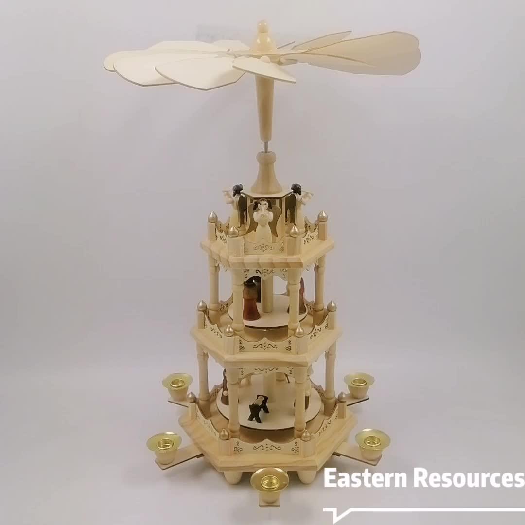 Traditional Christmas Wood Pyramid Craft Wood Nativity Set With Six ...