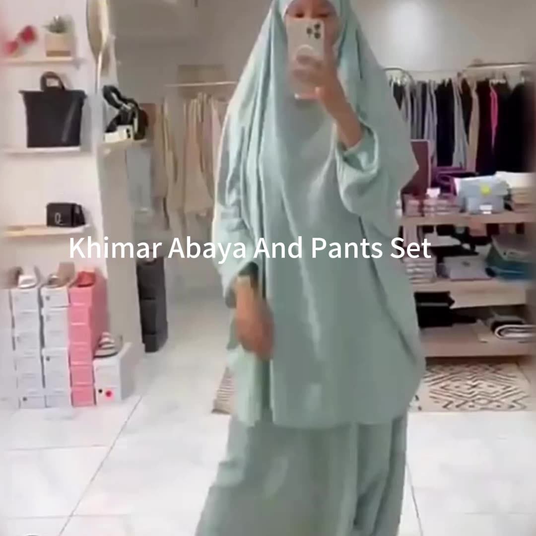 Traditional Muslim Clothing Nida Fabric Ladies Islamic Pants And Khimar ...