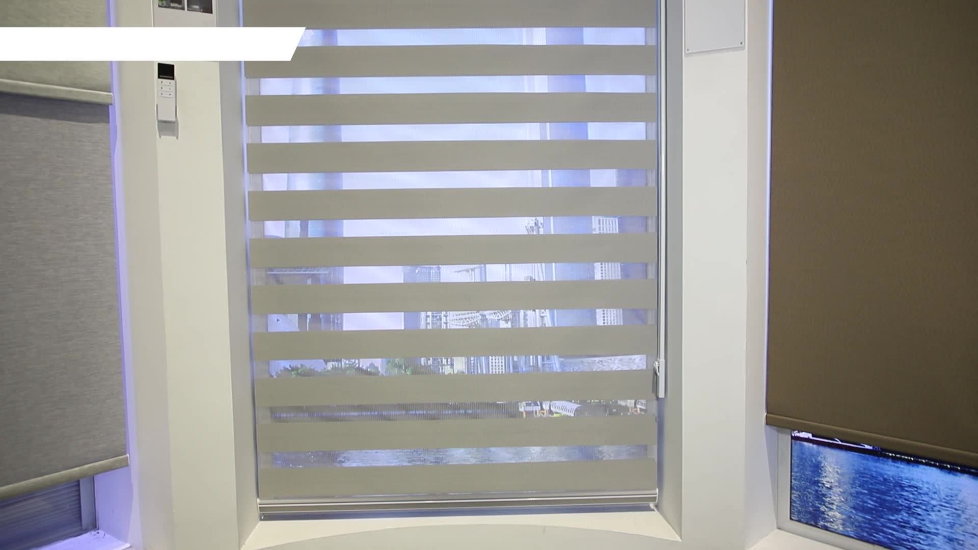 Luxury Door Window Blinds Smart Motorized Office Zebra Curtain ...
