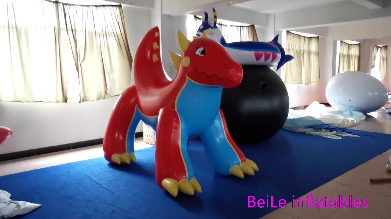 Beile ใหม่พองสีแดงและสีฟ้ามังกรของเล่นสัตว์สำหรับการ์ตูนติดยาเสพติด ...