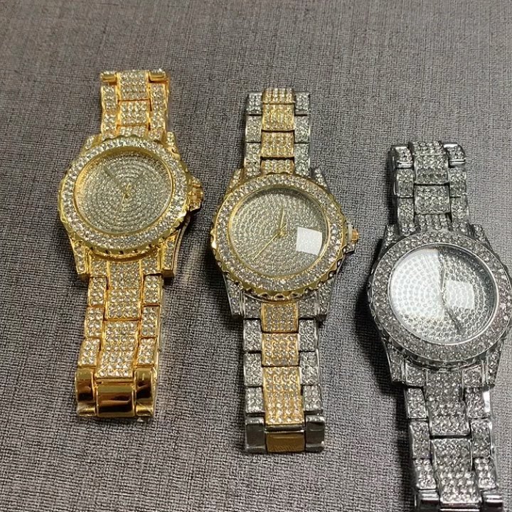 Luxury Bling Bling Crystal Ladies Rhinestones Watches Gold Women ...