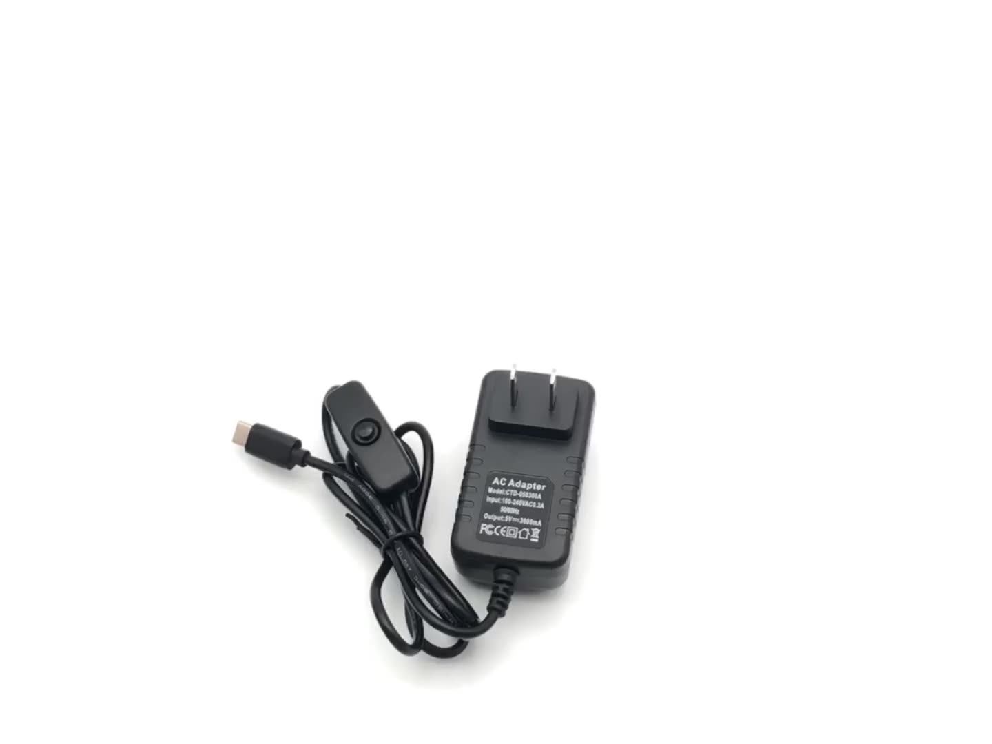 Raspberry Pi 4 Usb-c Power Supply 5v 3a Power Charger With Switch ...