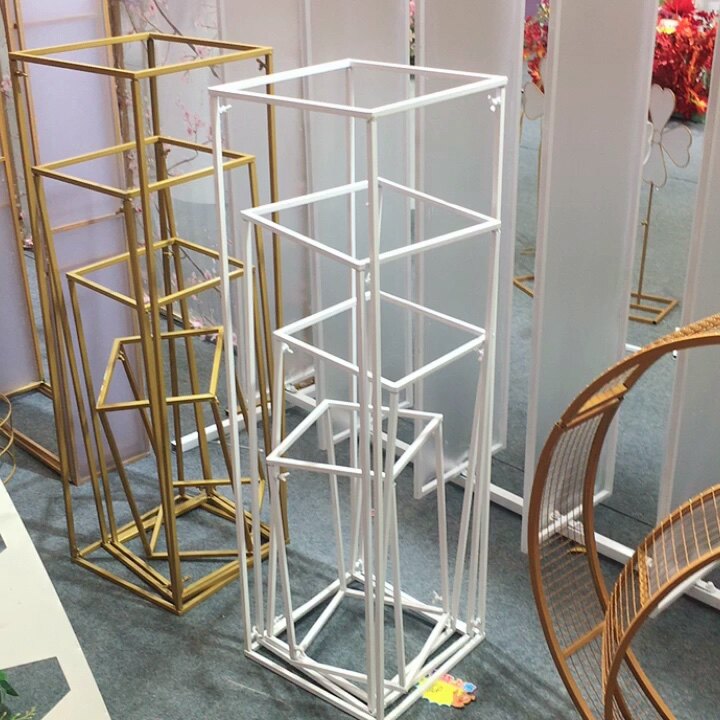 Large Tall Rectangle Shape Gold Metal Flower Stand For Wedding Event ...