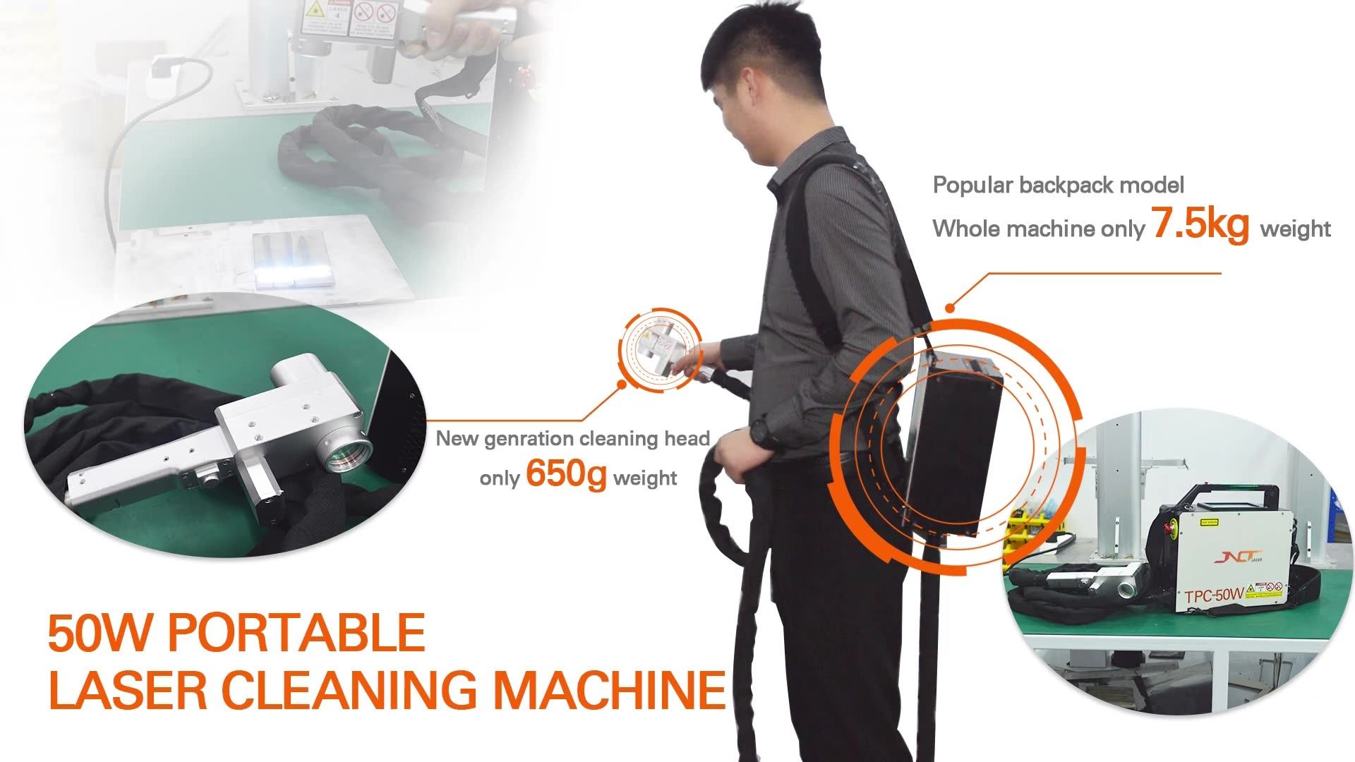 50w 100w 200w Backpack Handheld Pulsed Laser Cleaning Machine For Rust ...