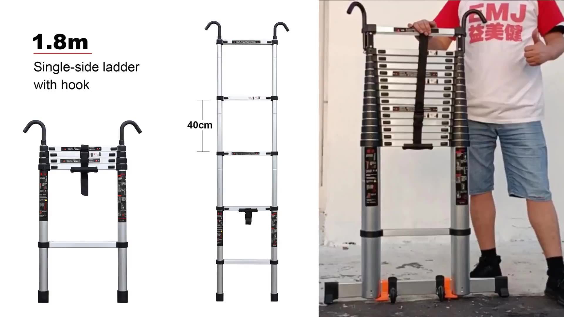 Portable Telescopic Aluminum Ladder & Scaffolding Parts Convenient ...