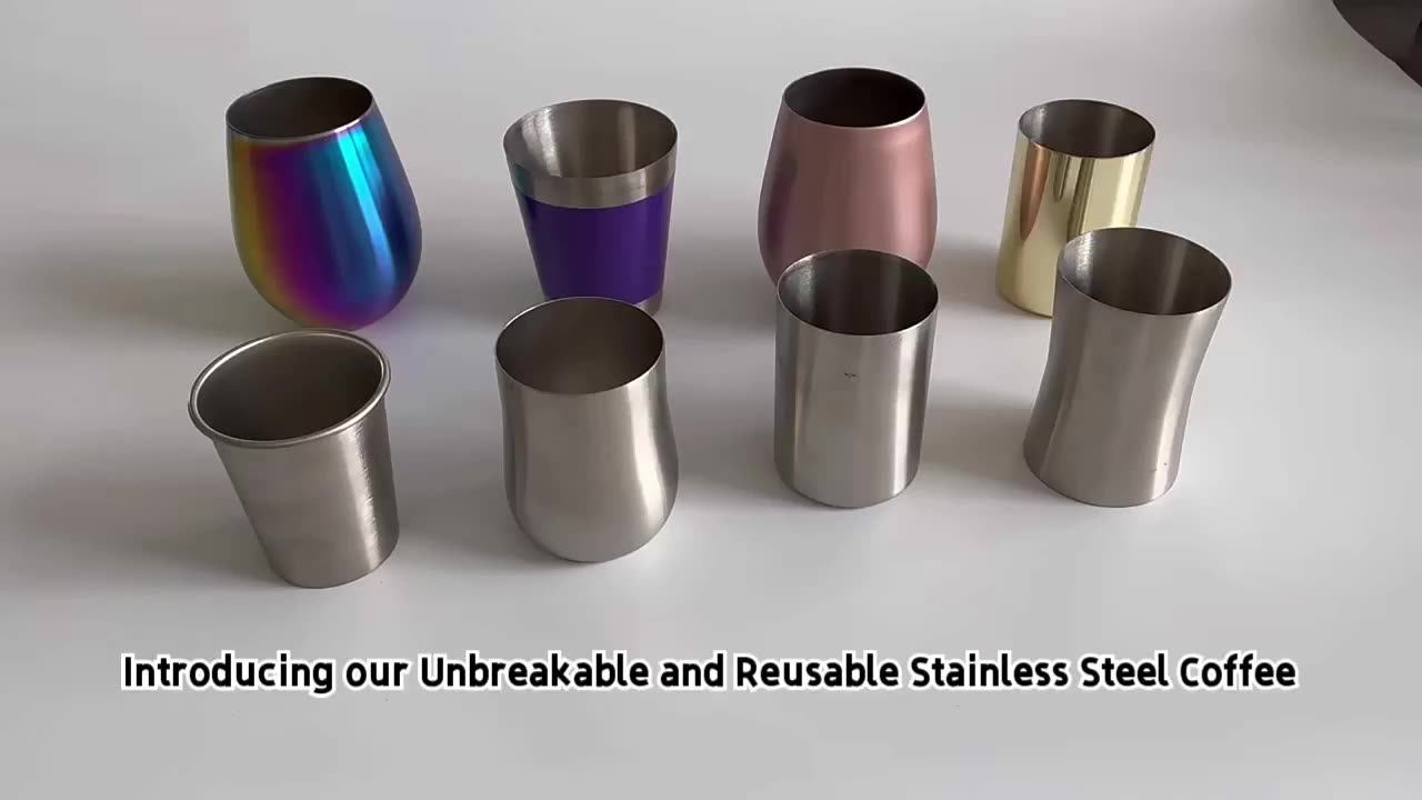 Stainless Steel Wine Glasses Cup- Elegant Stemless Goblets (18 Oz ...