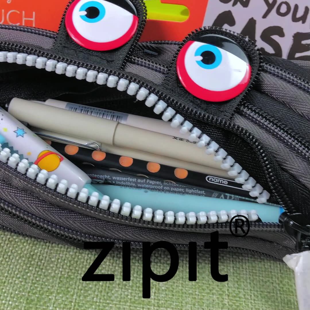 正品ZIPIT笔袋怪兽创意搞怪ins透明大容量学生拉链包动漫抖音女孩-阿里巴巴
