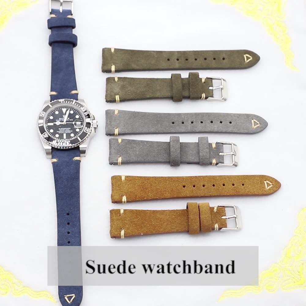 4mm Bigger On Lug Width Than Buckle Width Suede Leather Watch Bands Fit ...