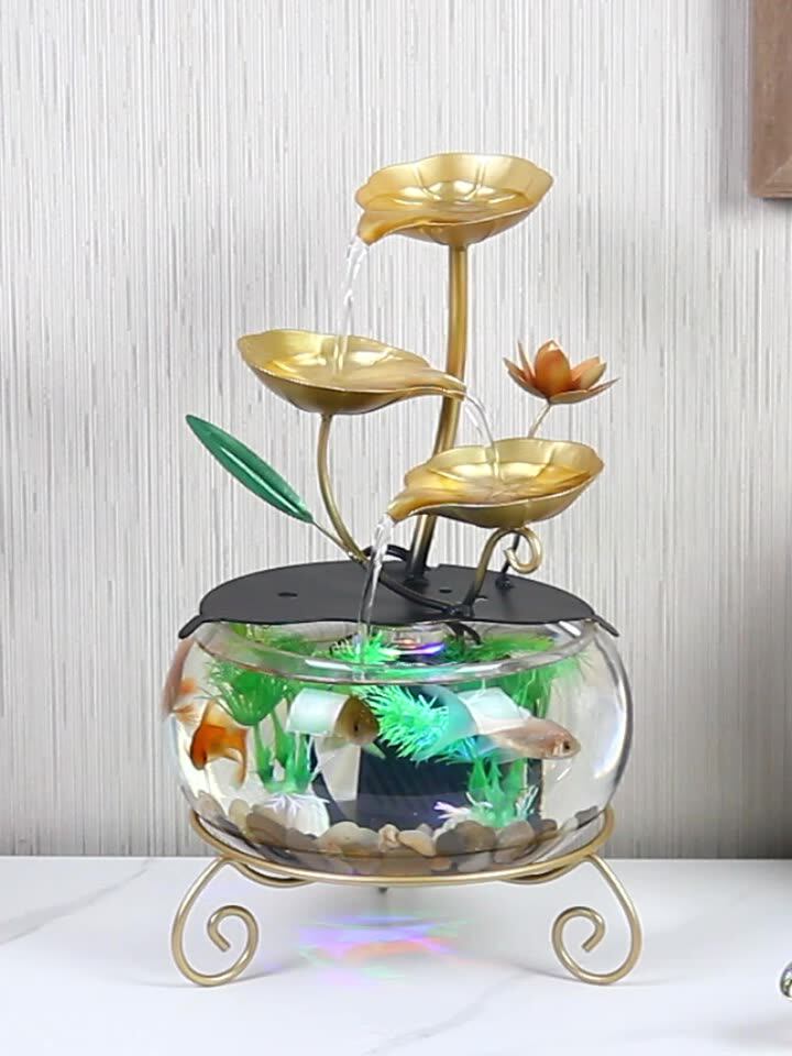 Modern Tabletop Water Feature Indoor Decoration Zen Fish Tank Glass ...