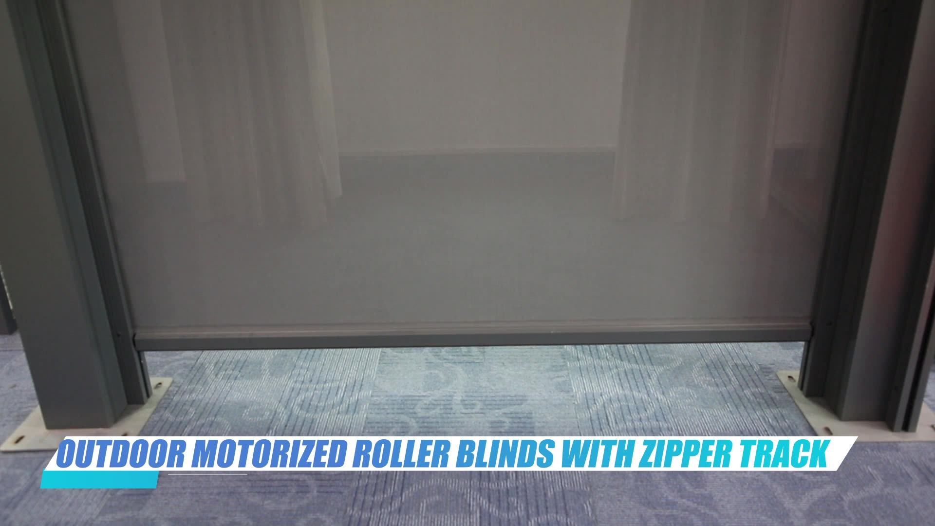 Sun Screen Motorized Outdoor Windproof Zipper Track Roller Blind For ...