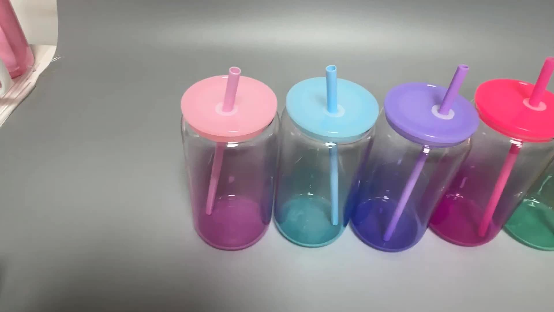 Usa Warehouse 15oz 17oz Sublimation Colored Candy Clear Jelly Glass ...