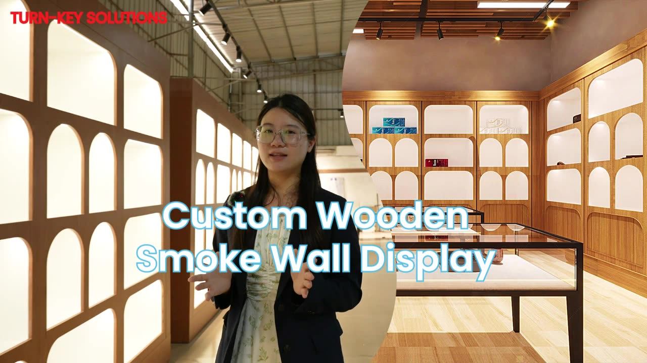 Custom Smoke Shop Design Showroom Wooden Cigar Display Cabinet Glass ...