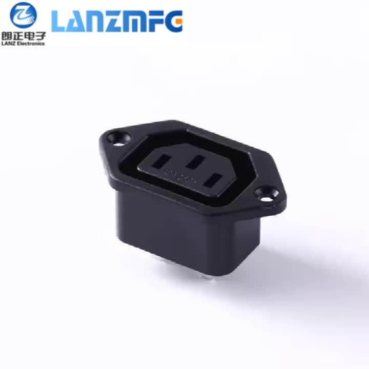 LANZMFG朗正LZ-F-1-0.6品字型C13母插座AC电源插座带耳朵螺丝孔-阿里巴巴