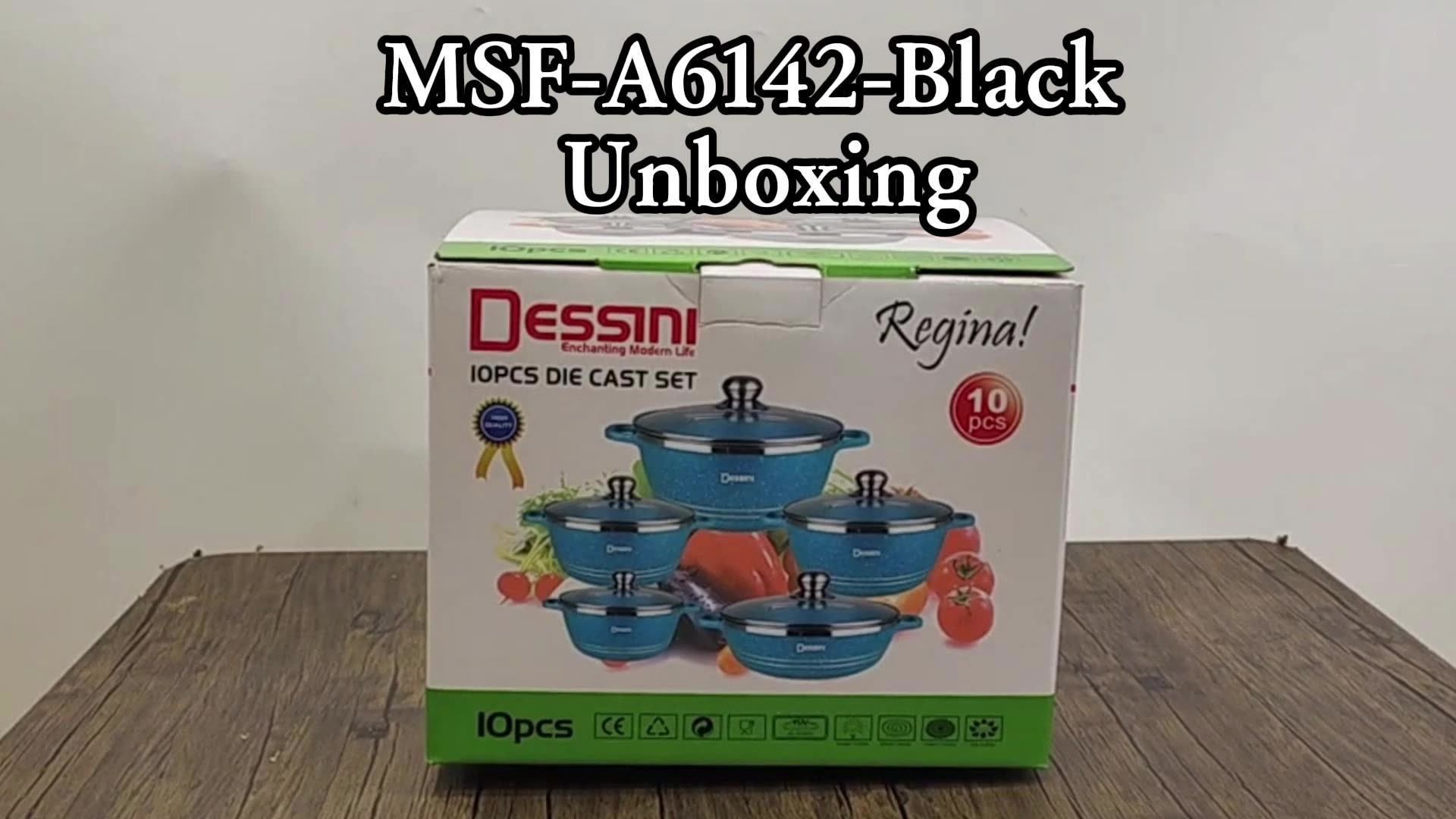 Dessini Popular Non Stick Pot 10 Piece Set Marble Casserole Pot Fry Pan ...