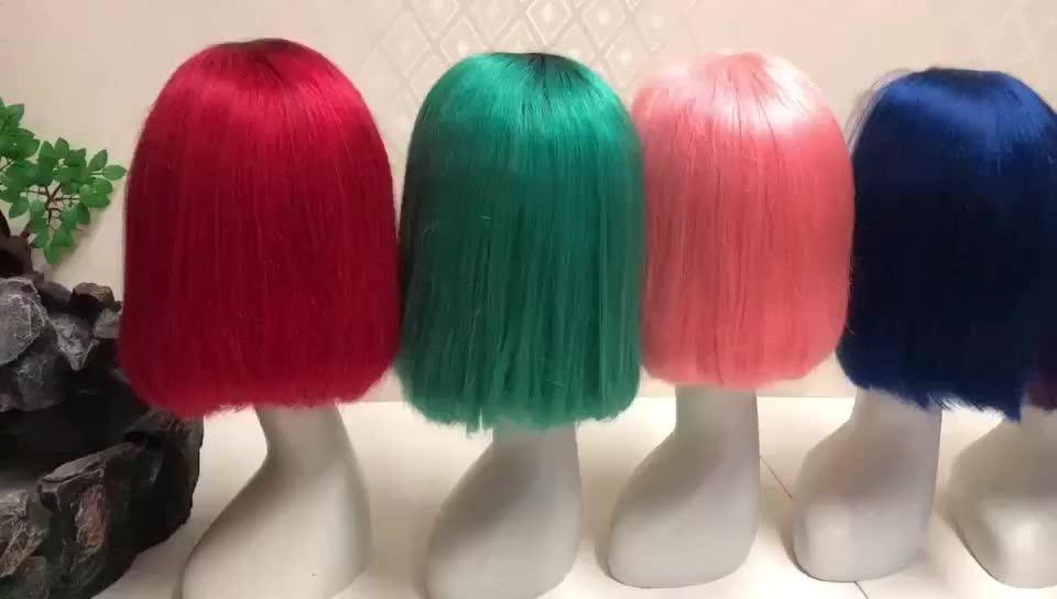 Wholesale 99j Color Bob Lace Front Wig 10-16inch 180% Densityhuman Hair ...