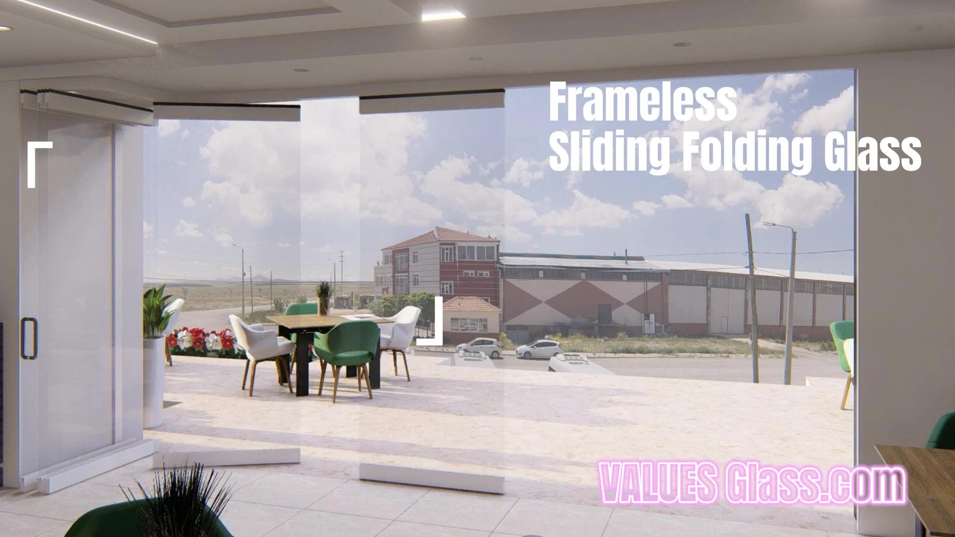 Movable Foldable Glass Partition Wall Aluminum Frameless Tempered