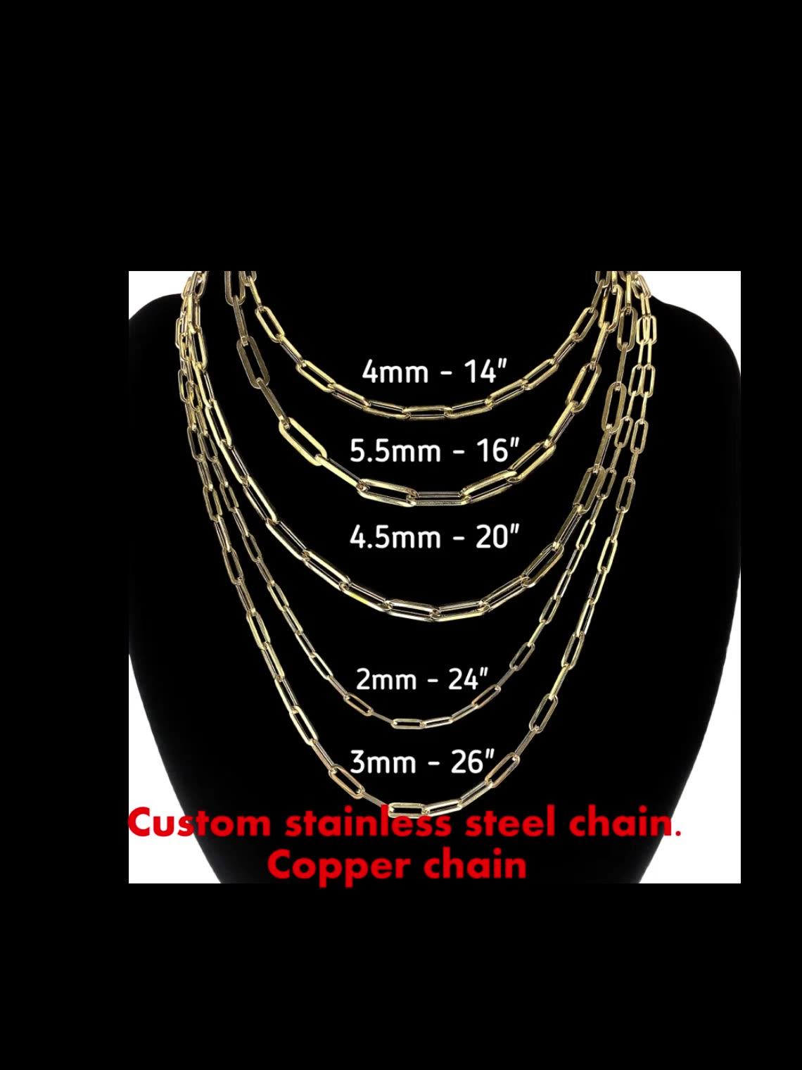 Cadenas Custom 2mm 3mm 4mm 5mm Stainless Steel Jewelry 14k 18k Gold ...