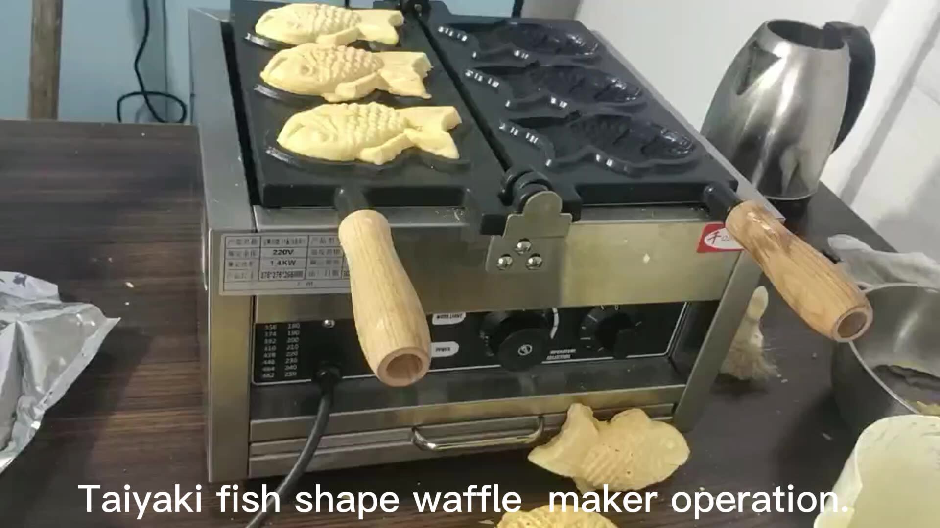 Snack Equipment Electric Fish Shape Taiyaki Maker Machine Commercial ...