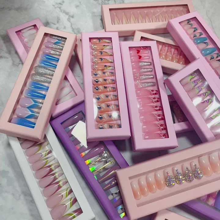 Private Label Wholesale Nail Art Box Press On Nails Clear Package Box ...