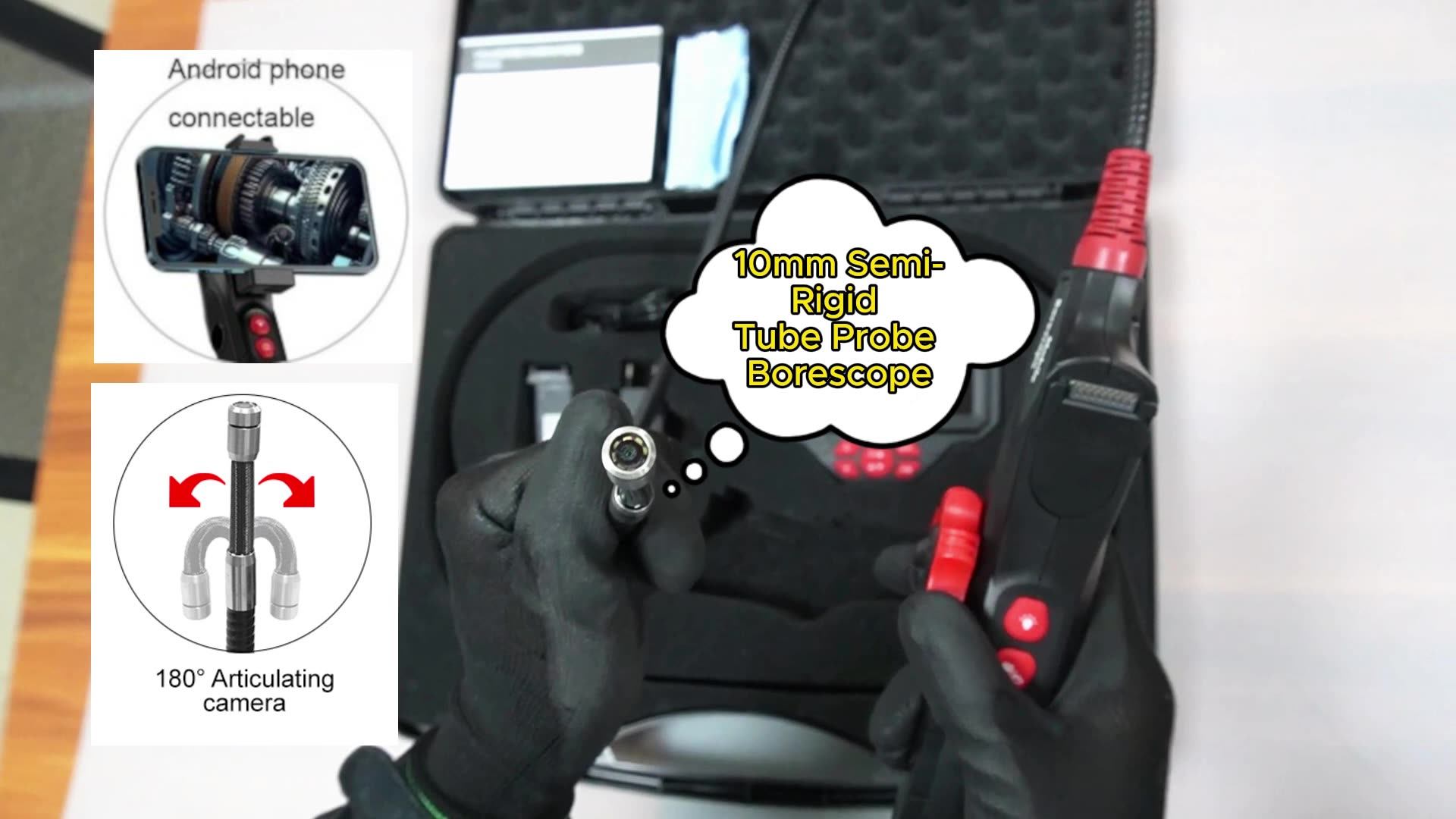 5'' Ips Screen Dual Lens Borescope Inspection Camera With 180 Degree ...