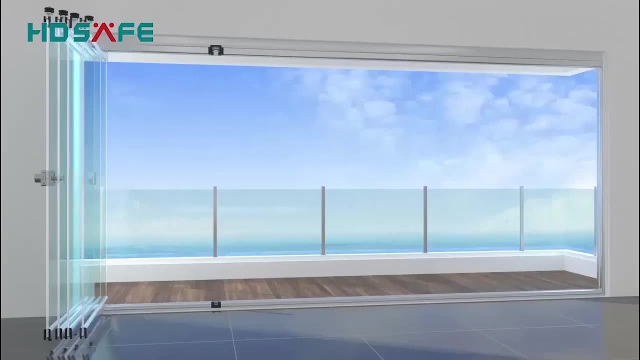 Outdoor Balcony Frameless Movable Glass Partition Full Open Aluminum ...