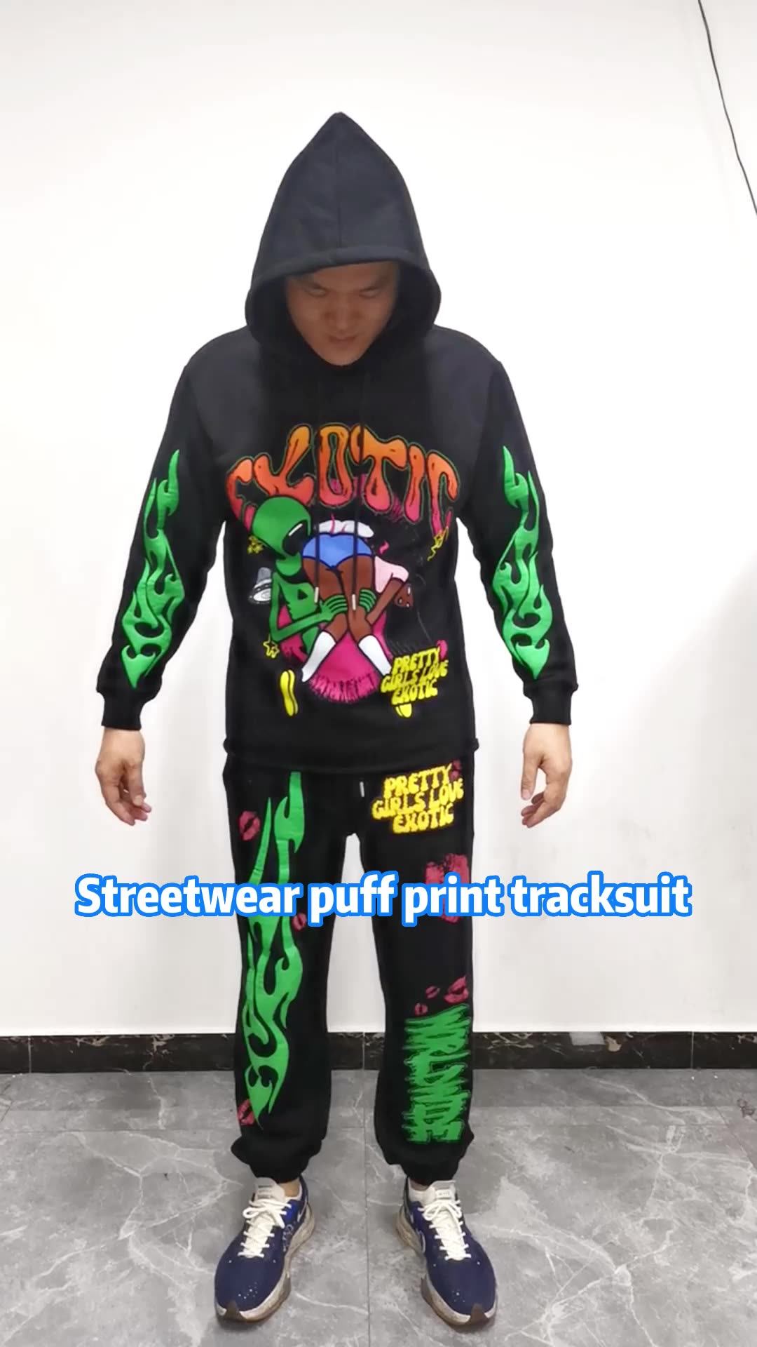 Custom Men Women Puff Printing Sweatsuits Hoodies Tracksuit Sets ...