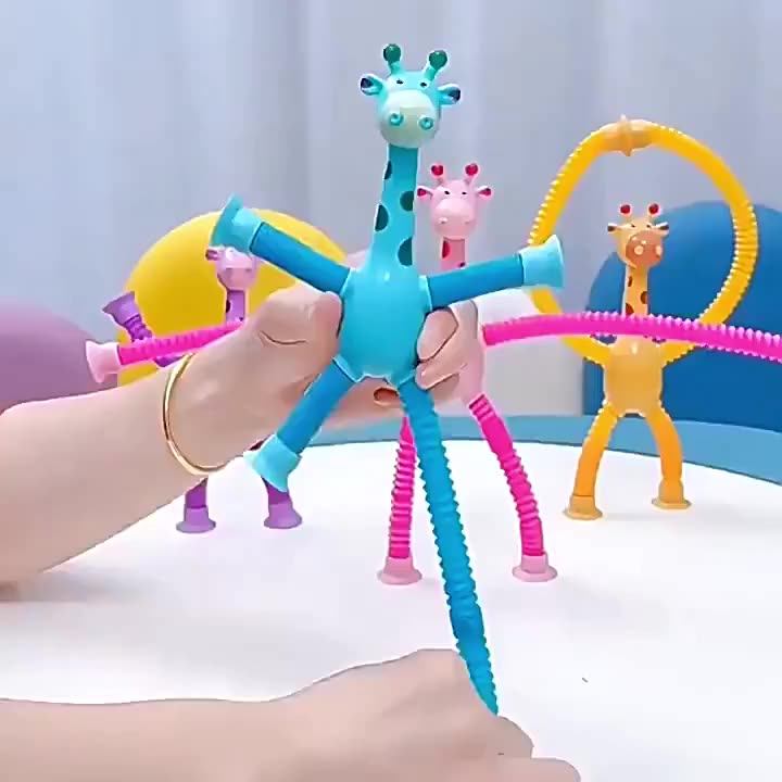 Creative Fun Telescopic Giraffe Suction Cup Toy Led Light Up Plastic ...
